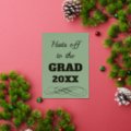 Simple Classy Sage Green Hats Off to the Grad Foil Invitation | Zazzle