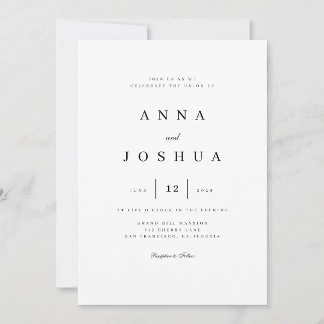 Simple & Classy Wedding Invitation | Zazzle