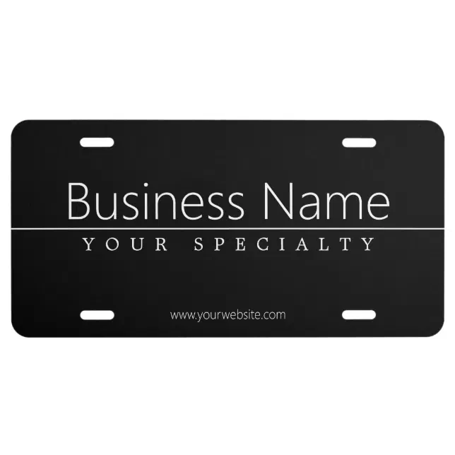 Simple Classy White Text on Black License Plate | Zazzle