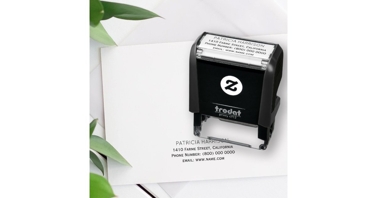 Simple & Clean Address Information Self-inking Stamp | Zazzle