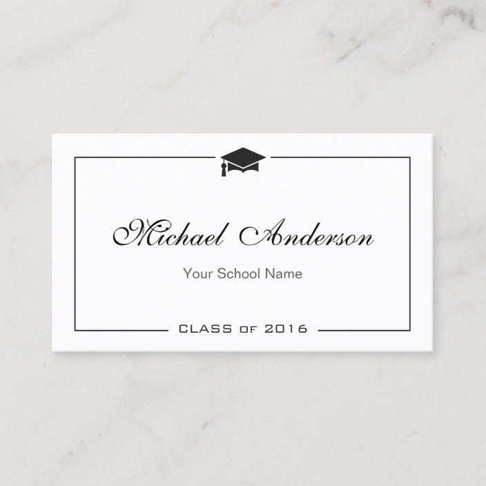 Simple Clean Black and White Graduation Name Card | Zazzle.com