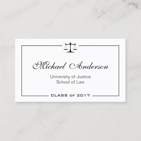 Simple Clean Black and White Law School Student Calling Card | Zazzle.com