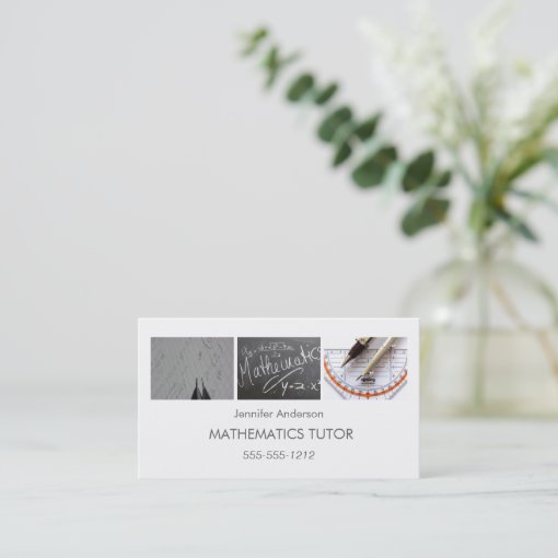 Simple Clean Mathematics Math Tutor Photo Collage Business Card | Zazzle