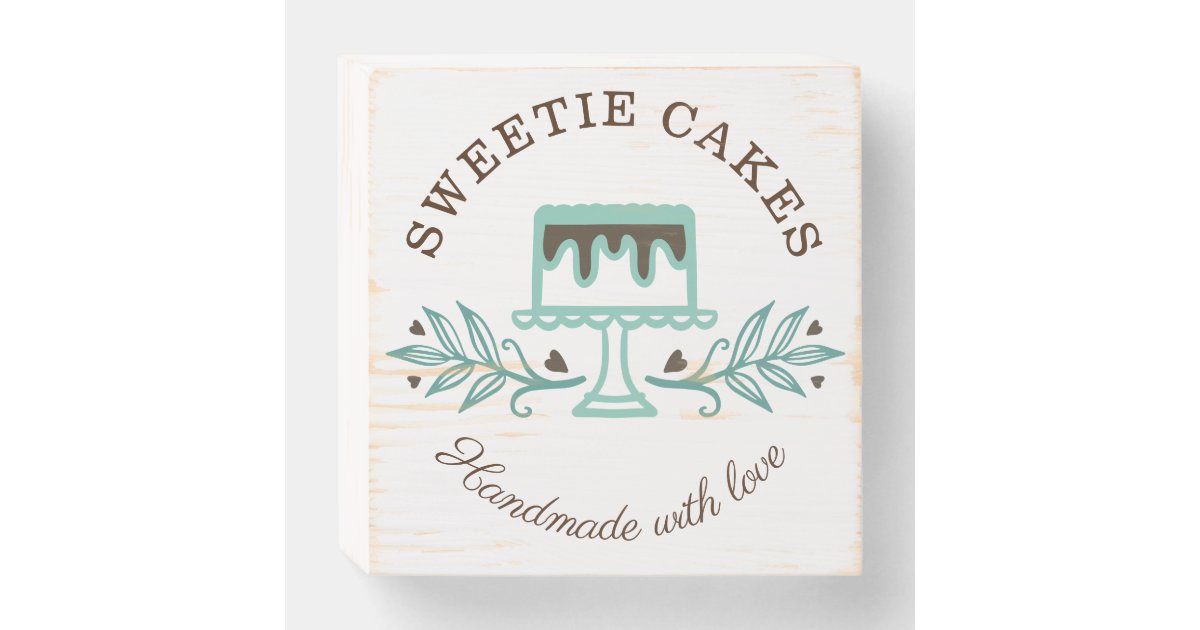Simple, Clean & Minimal Style Bakery Cake Logo Wooden Box Sign | Zazzle