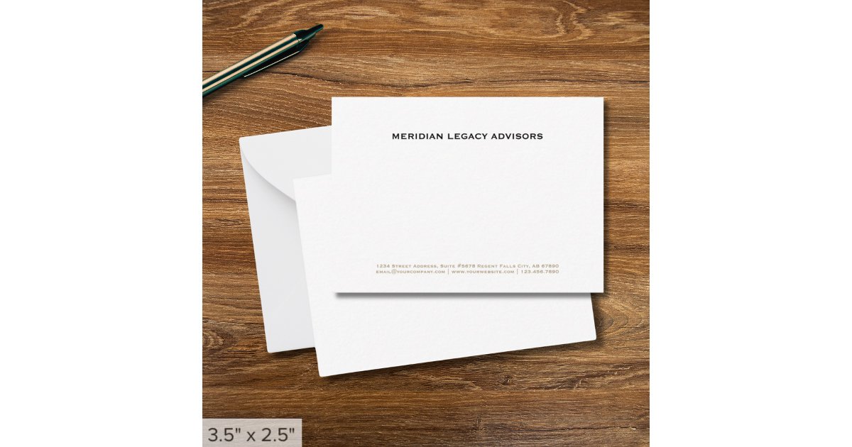 Simple Clean Minimalist Business Note Card | Zazzle