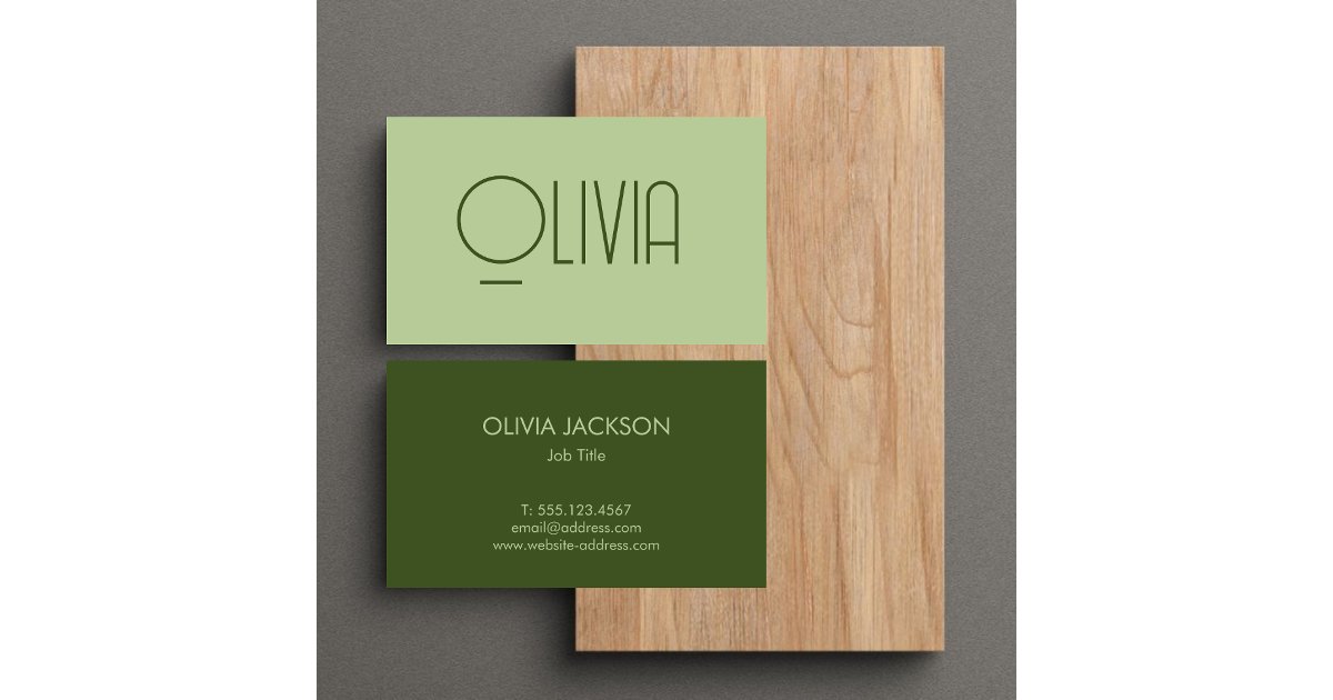 Simple Clean Olive Green Neutral Business Card | Zazzle
