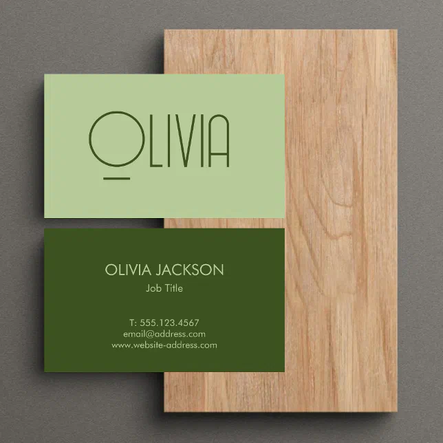 Simple Clean Olive Green Neutral Business Card | Zazzle
