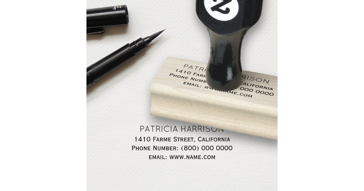 Simple & Clean Return Address Information Rubber Stamp | Zazzle