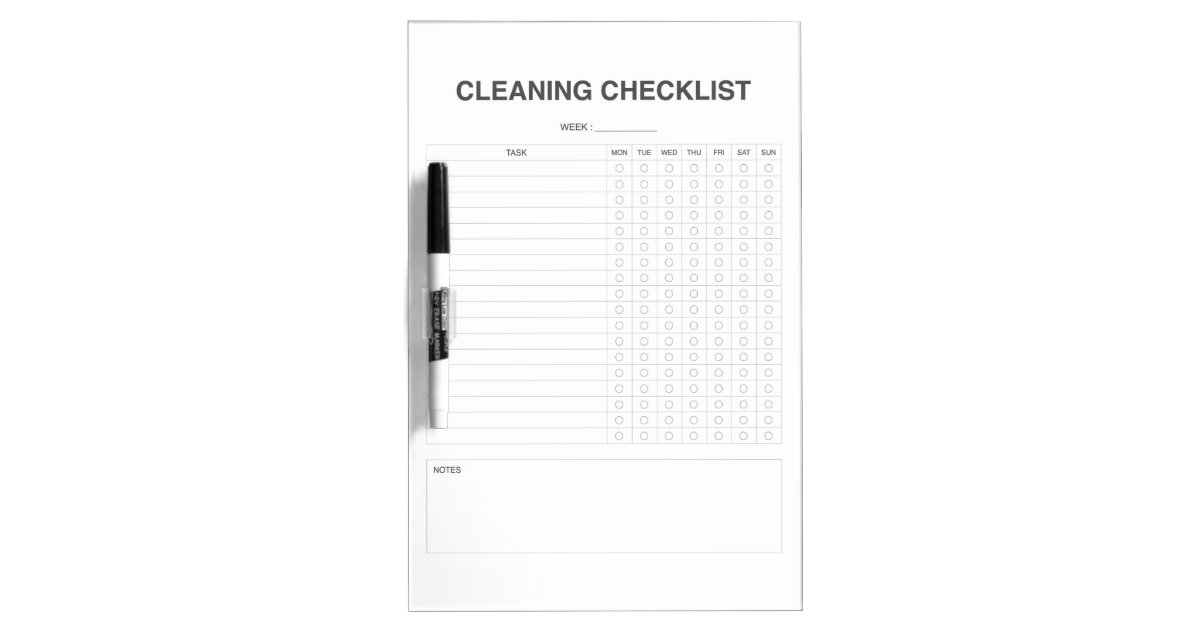 simple Cleaning Checklist Schedule Dry Erase Board | Zazzle
