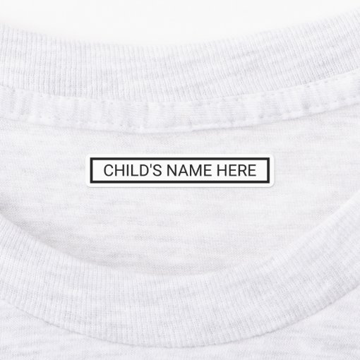 Simple Clothing Name Tags Black and White Kids' Labels | Zazzle