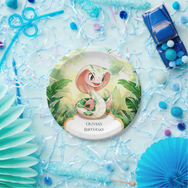 Simple Cobra Snake Birthday Paper Plates | Zazzle