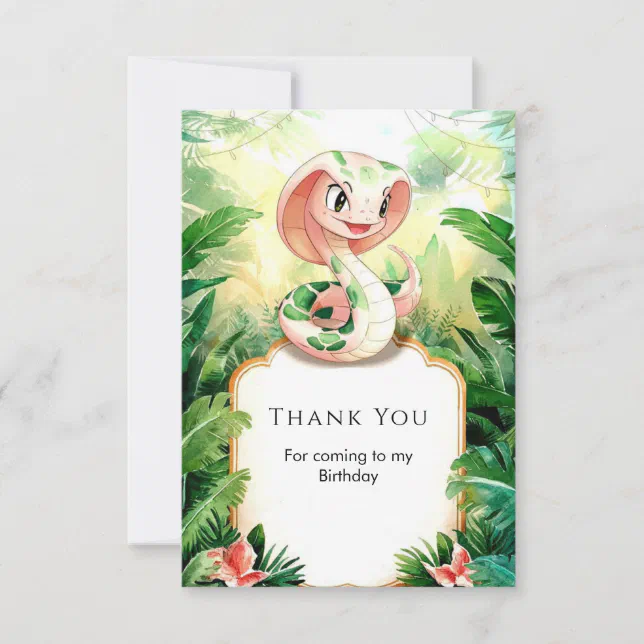 Simple Cobra Snake Birthday Thank You Card | Zazzle