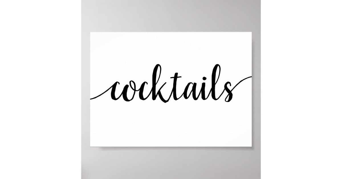 Simple Cocktails | Black Script Any Event Bar Sign | Zazzle