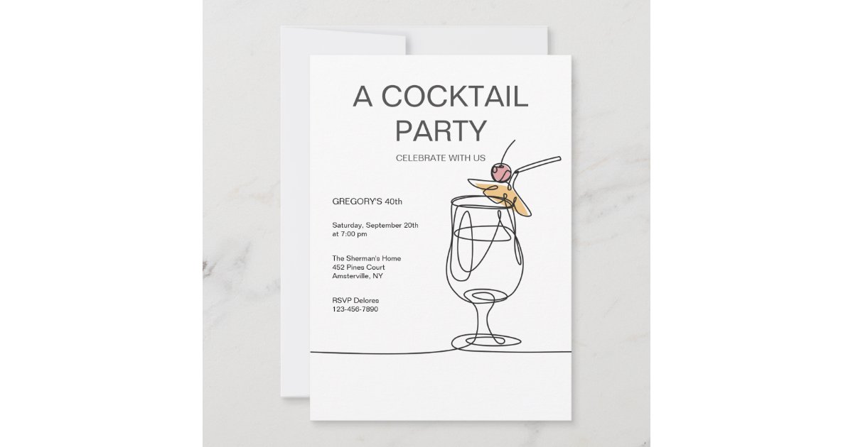 Simple Cocktails Invitation | Zazzle