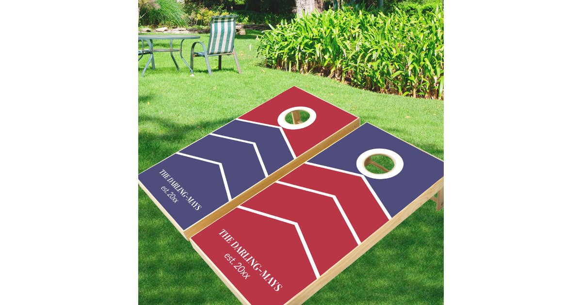 Simple Color Block Chevrons Red White and Blue Cornhole Set | Zazzle
