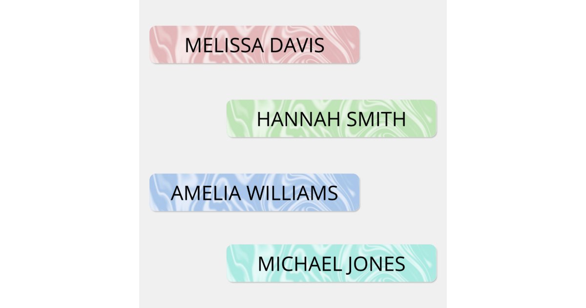 Simple Color Swirl Pattern Name Labels | Zazzle