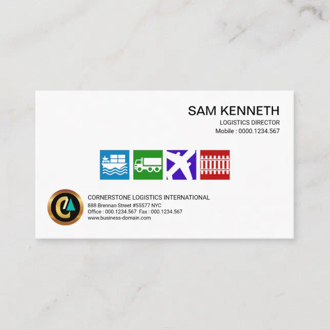 Simple Colorful Bright Logistic Services Icon Business Card | Zazzle