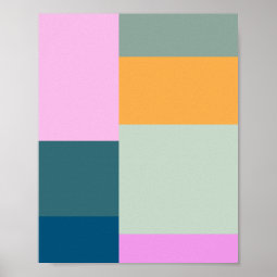 Simple Colorful Patchwork Geometric Shapes Design Poster | Zazzle