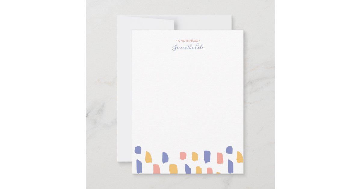 Simple Colorful Personalized Stationery Note Card | Zazzle