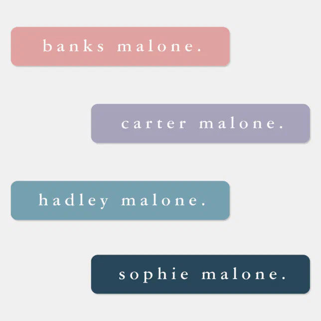Simple Colorful Rainbow Kids Name Labels | Zazzle