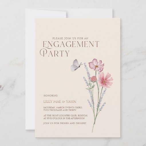 Simple Colorful Wildflower Engagement Party Invitation | Zazzle