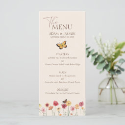 Simple Colorful Wildflower Floral Wedding Menu | Zazzle