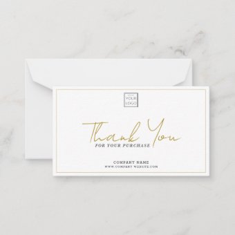 Simple Company Logo Promo Code Gold Thank You Note Card | Zazzle
