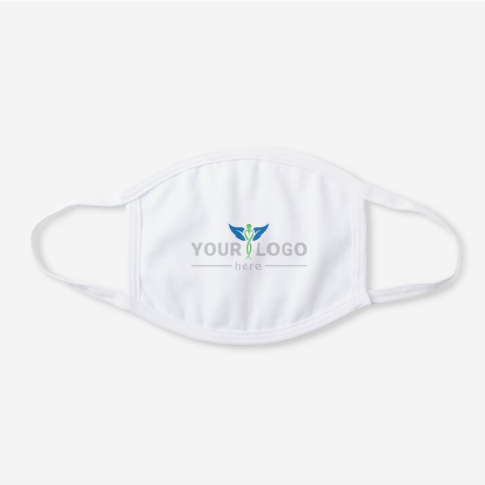 Simple Company Logo White Premium White Cotton Face Mask | Zazzle.com