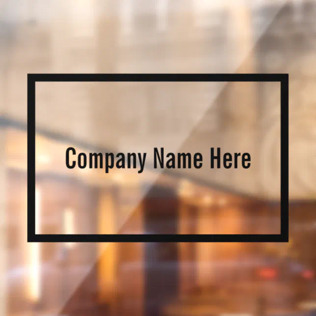 Simple Company Name Here Black Text Template Window Cling | Zazzle