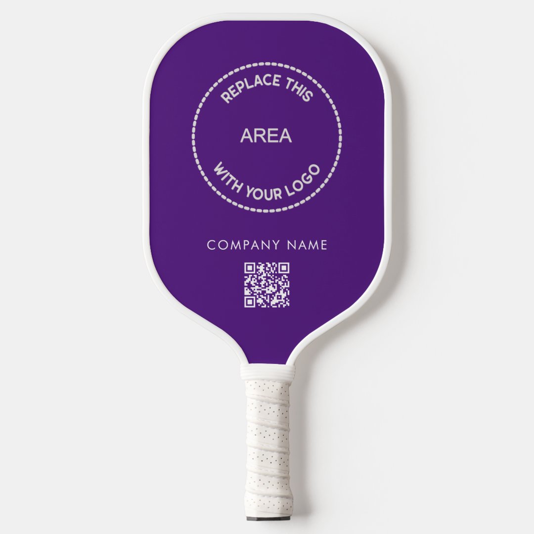 Simple Company Team Logo QR Code Purple Pickleball Paddle | Zazzle