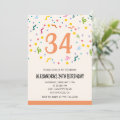 Simple Confetti 34th birthday invitations Modern | Zazzle