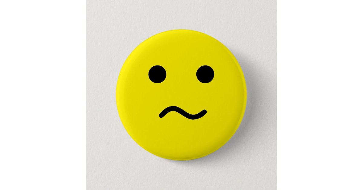 Simple Confused Meh Yellow Face Pinback Button | Zazzle
