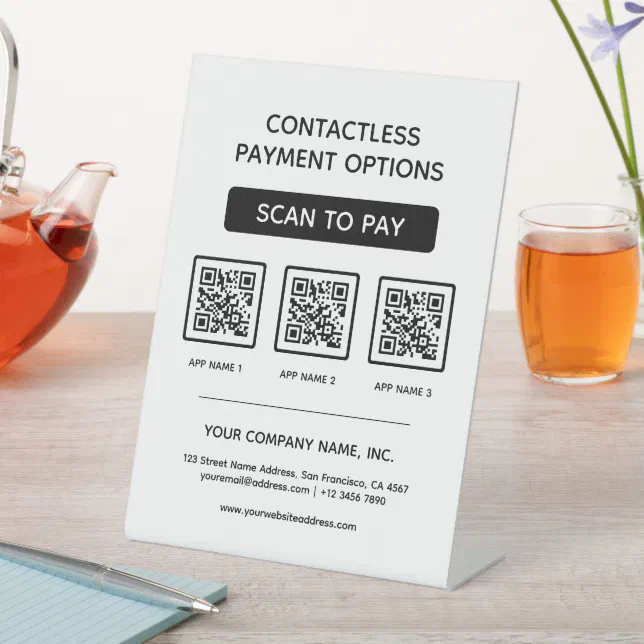 Simple Contactless Payment Scan Qr Code Business Pedestal Sign Zazzle