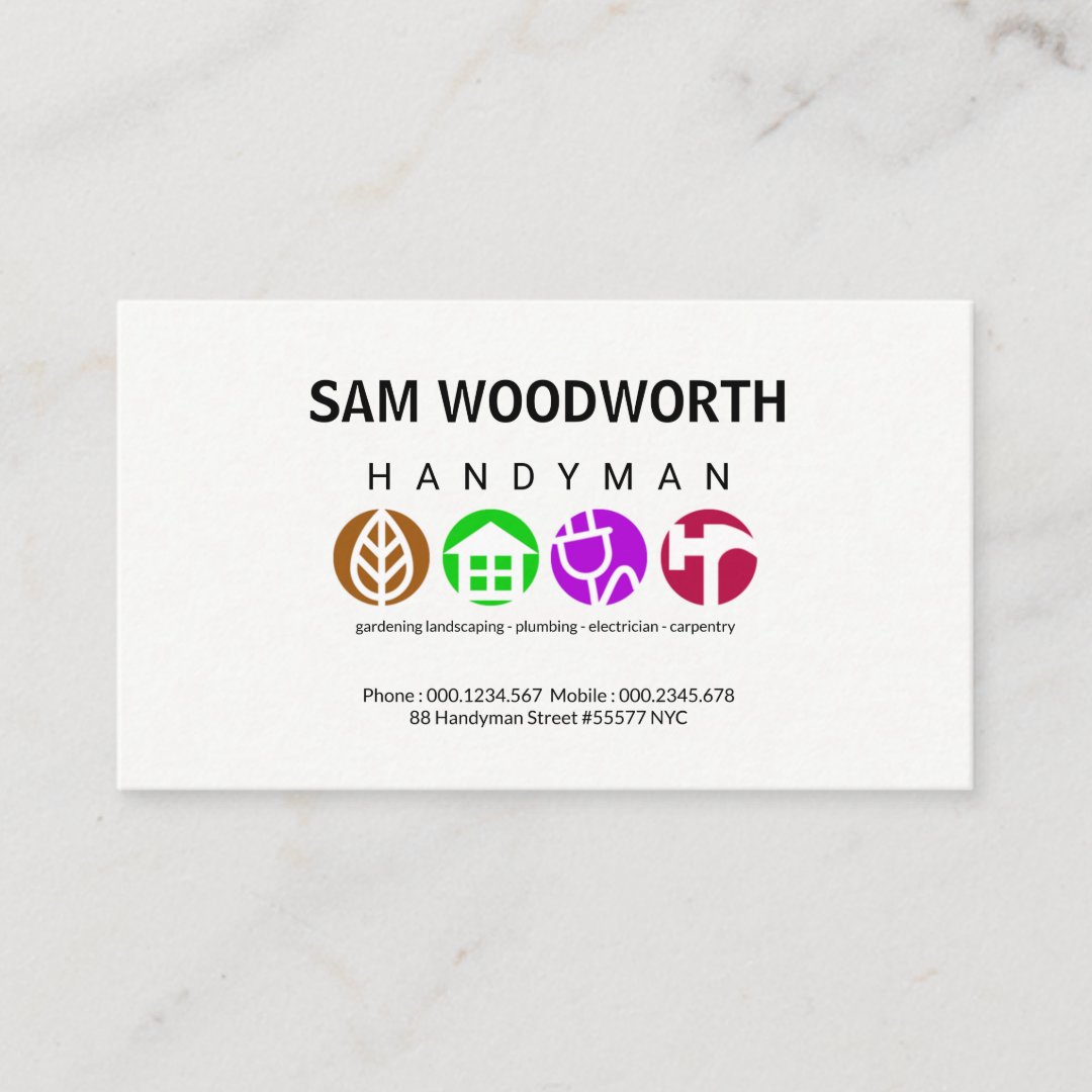 Simple Contemporary Handyman Placard Signage Logos Business Card | Zazzle
