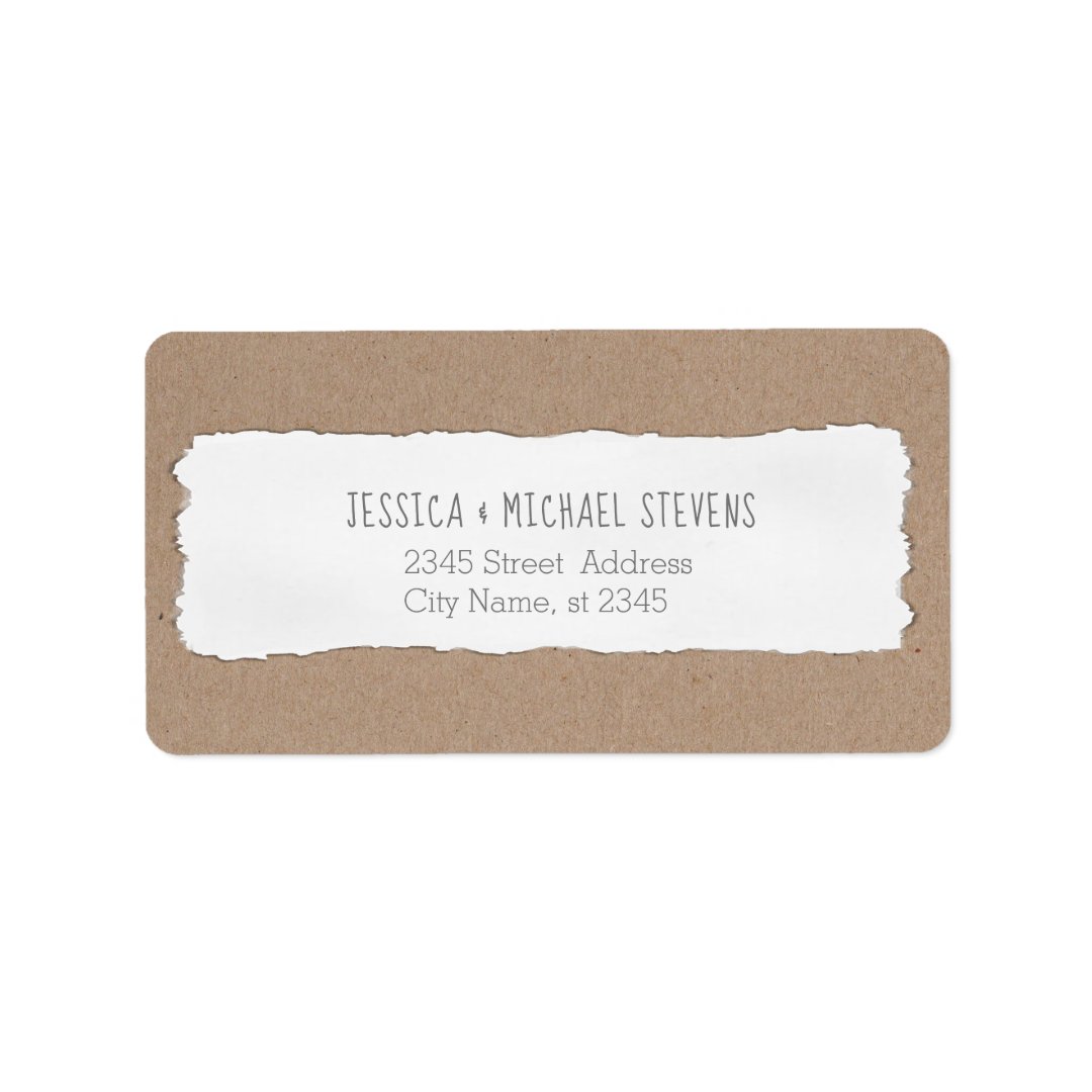 Simple contemporary torn paper cardboard label | Zazzle