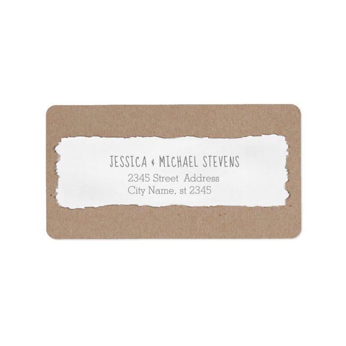 Simple contemporary torn paper cardboard label | Zazzle