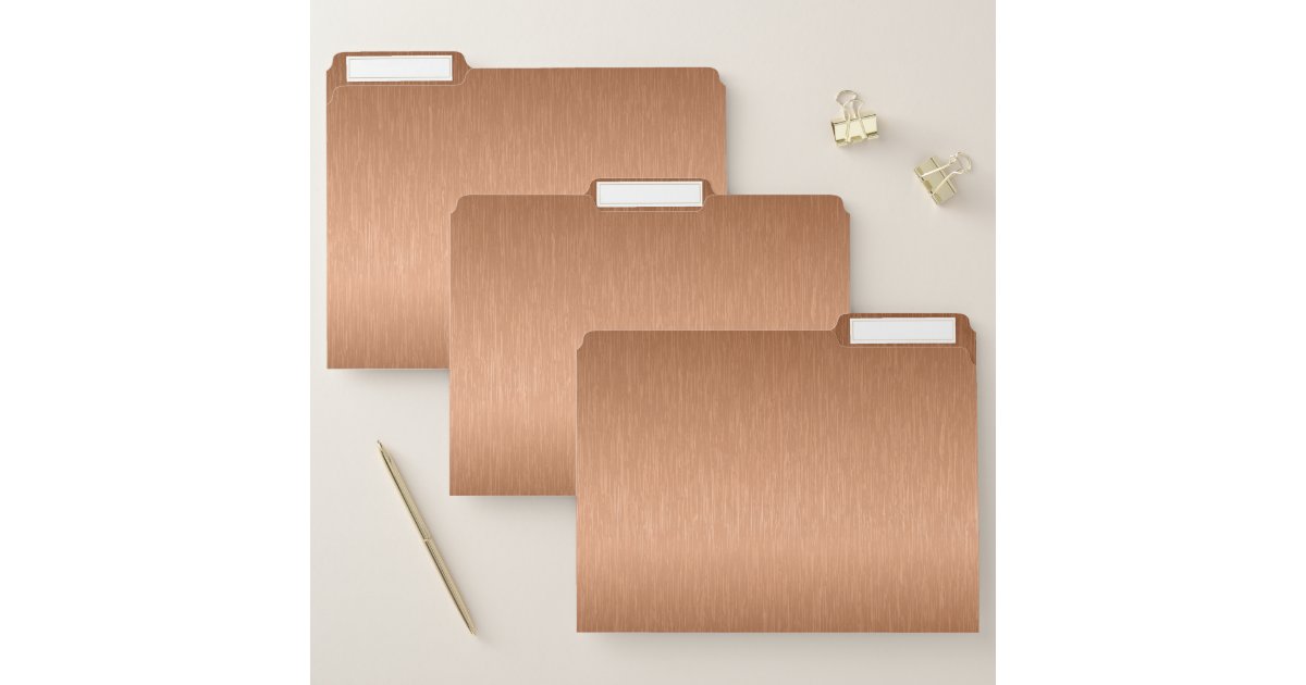 Simple copper brown faux metallic texture file folder | Zazzle