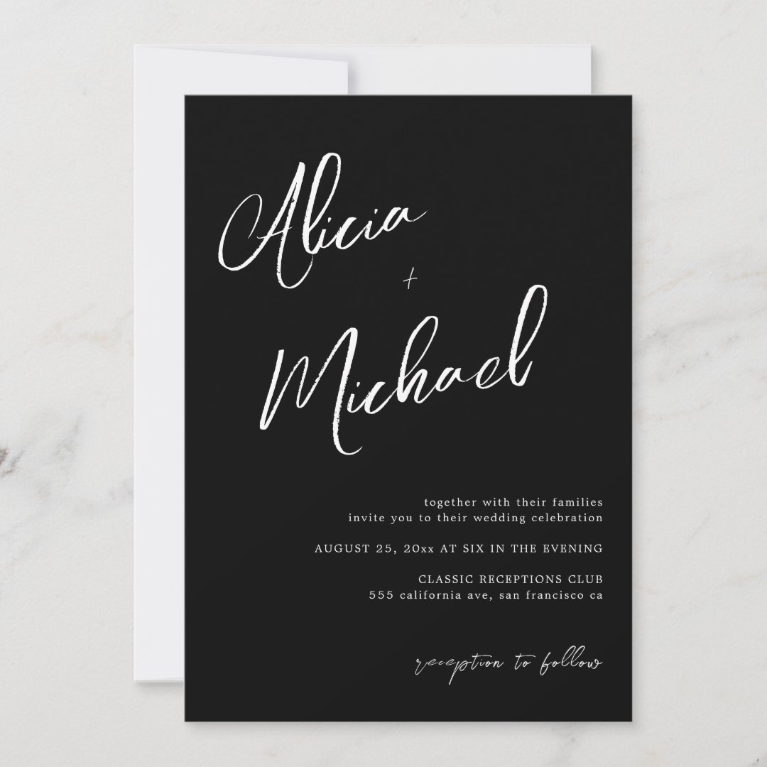 Simple couple names script QR CODE wedding Invitation | Zazzle