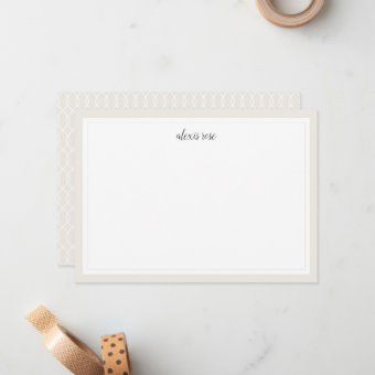Simple Cream Bordered Personalized Stationery Flat Note Card | Zazzle