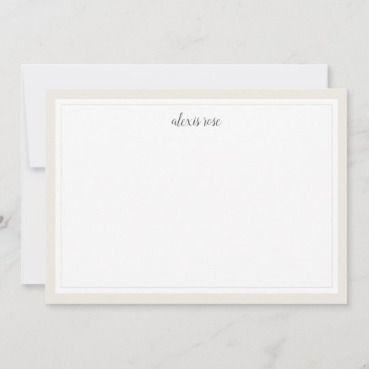 Simple Cream Bordered Personalized Stationery Flat Note Card | Zazzle.com