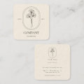 Simple Cream Floral Business Card for with Logo | Zazzle