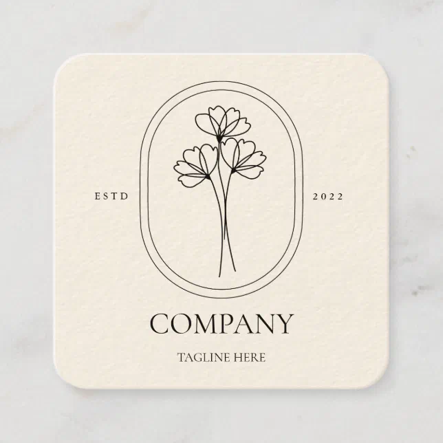 Simple Cream Floral Business Card for with Logo | Zazzle