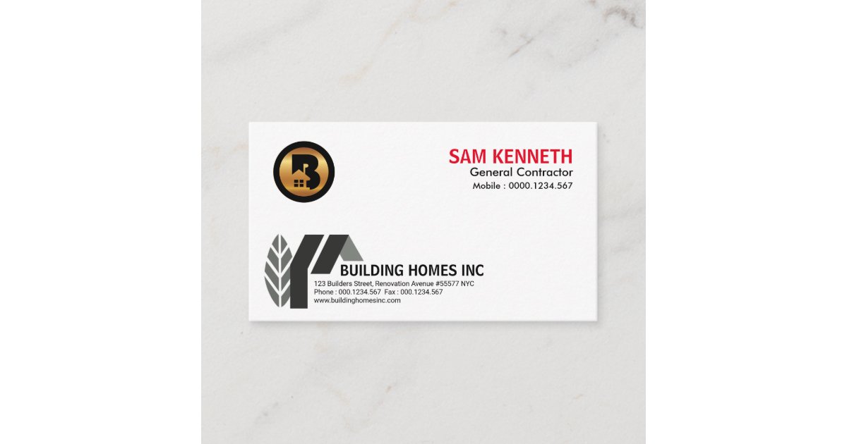 Simple Creative Elegant Abstract Home Construction Business Card | Zazzle