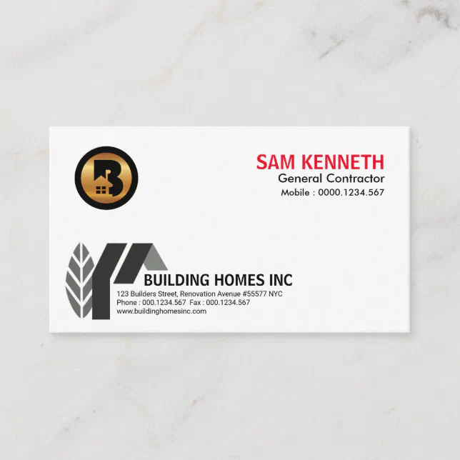 Simple Creative Elegant Abstract Home Construction Business Card | Zazzle