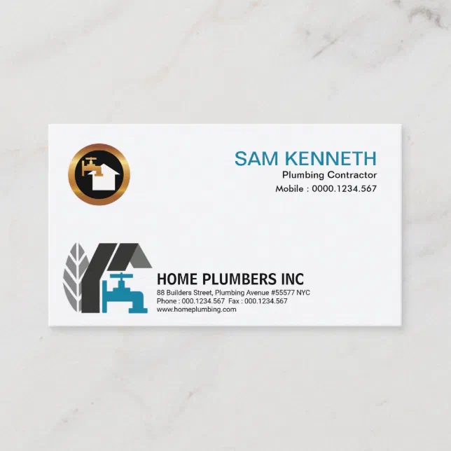 Simple Creative Elegant Professional Home Plumbers Business Card | Zazzle