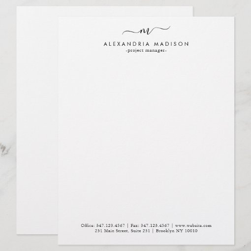 Simple Creative Professional Modern Monogram Letterhead | Zazzle
