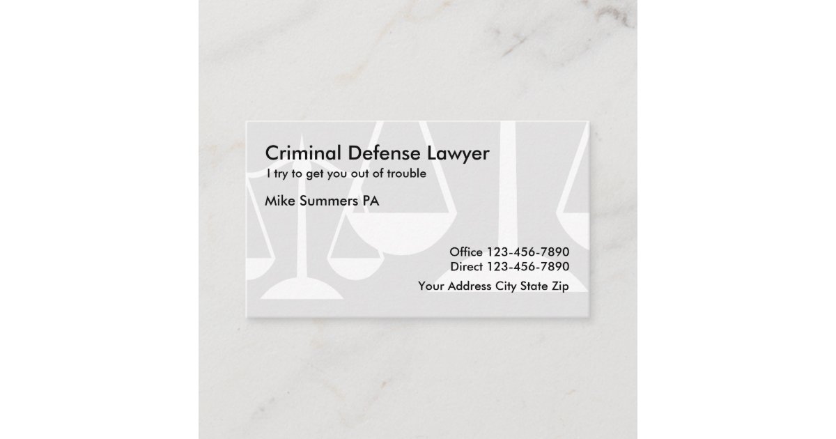 Simple Criminal Defense Lawyer Business Card | Zazzle.com