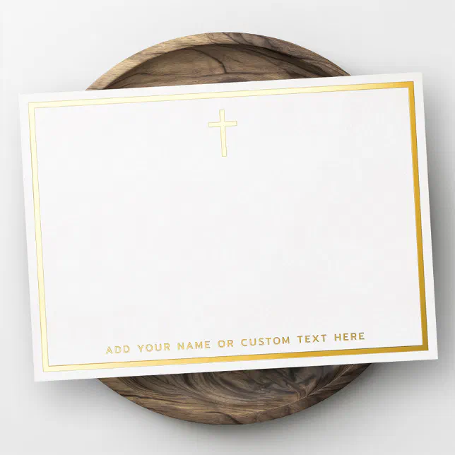Simple cross border silver gold foil note card | Zazzle