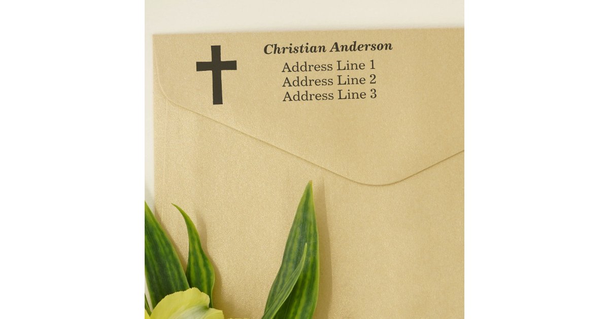 Simple Cross Return Address Self-inking Stamp | Zazzle