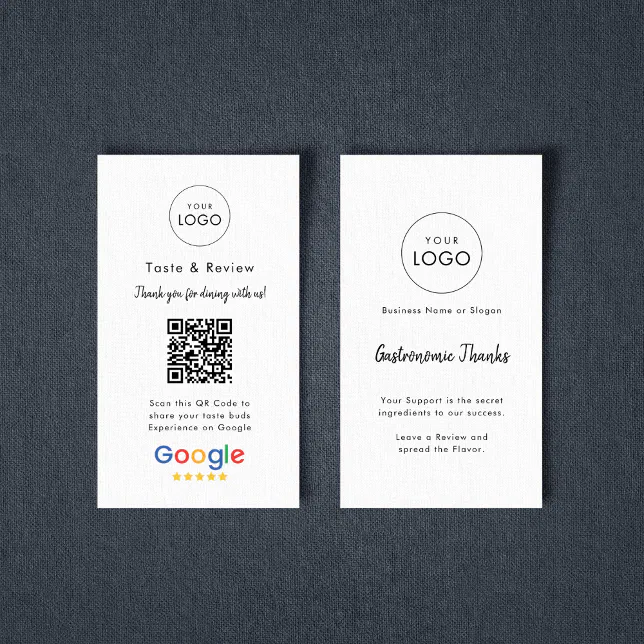 Simple Culinary Google Review QR Code Logo Business Card | Zazzle